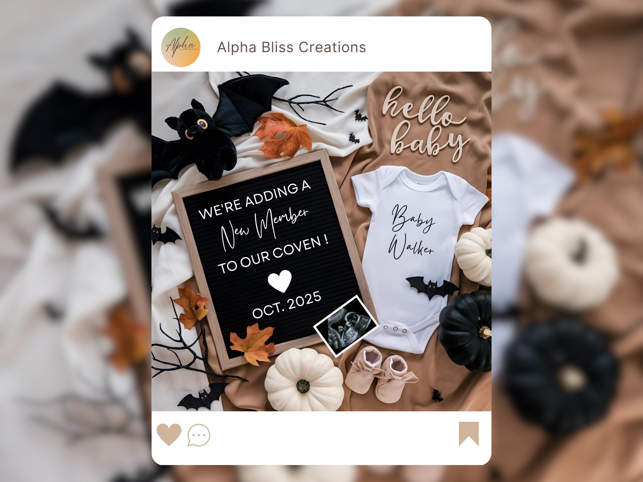 Goth Digital Pregnancy Announcement Halloween Baby Announcement Witchy ...