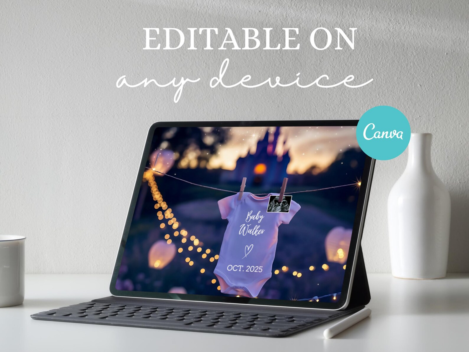 Simple Magic Pregnancy Announcement Digital Neutral Magical Mouse ...