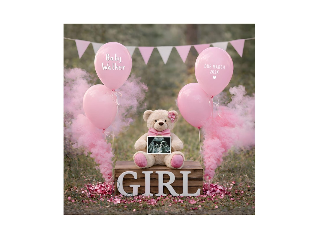 Girl Pregnancy Announcement Digital Pink Smoke Baby Announcement It’s a ...