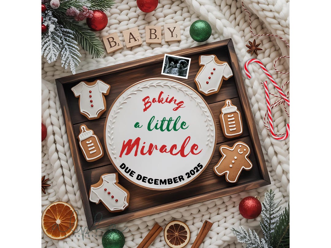 Christmas Pregnancy Announcement Digital, Personalized Holiday ...