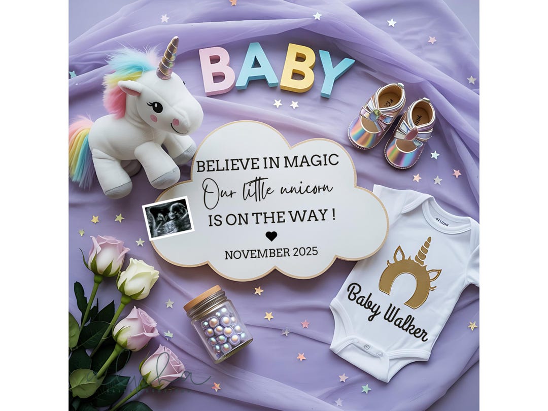 Unicorn Pregnancy Announcement Digital Download, Magical Baby ...