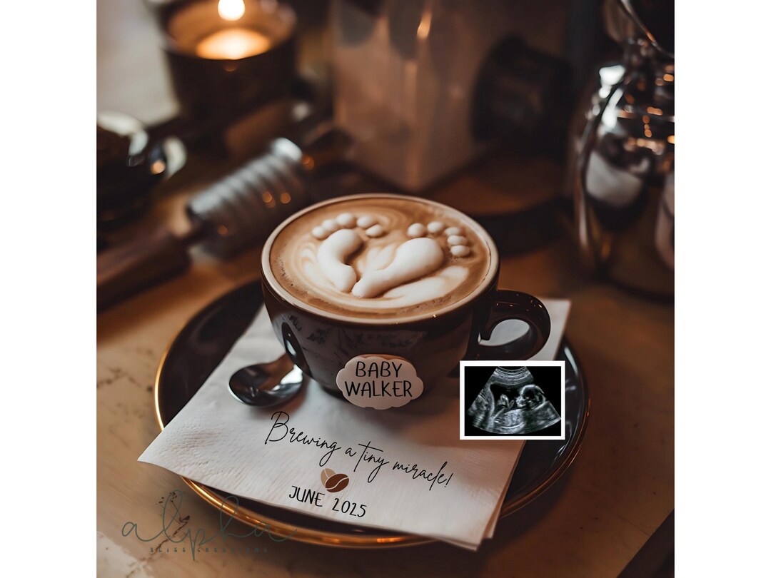 Simple Coffee Pregnancy Announcement Digital, Editable Coffee Baby ...
