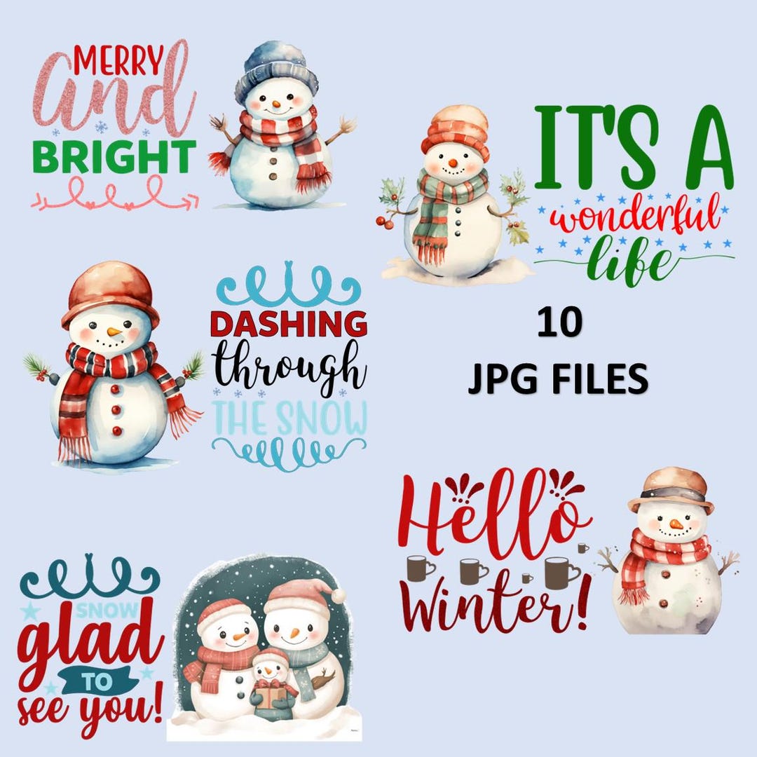 Snowman PNG, Adorable Quotes, Winter Holiday PNG and JPG Files - Etsy