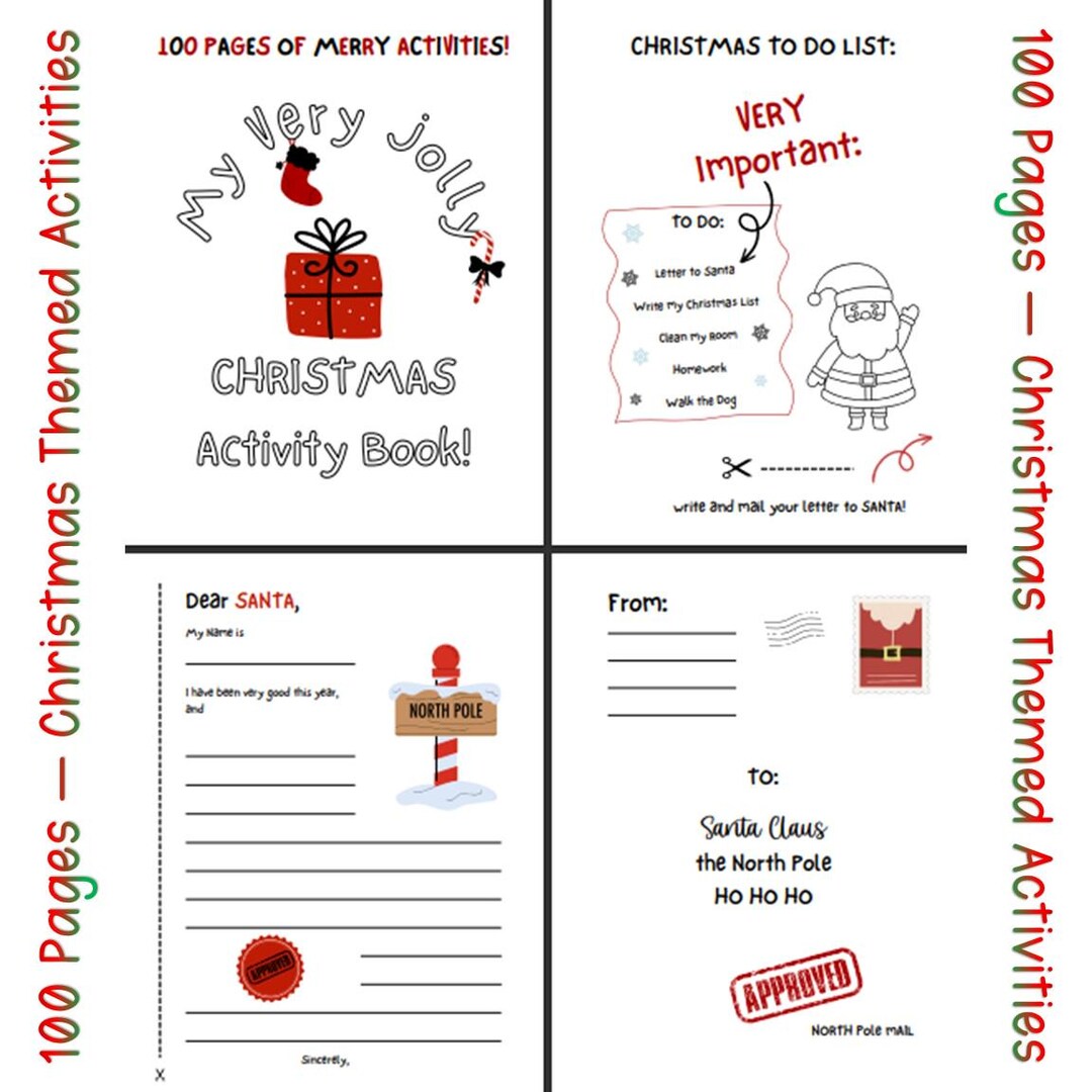 Christmas Activity Workbook, 100 Page PDF File, Plus 10 Day Christmas ...