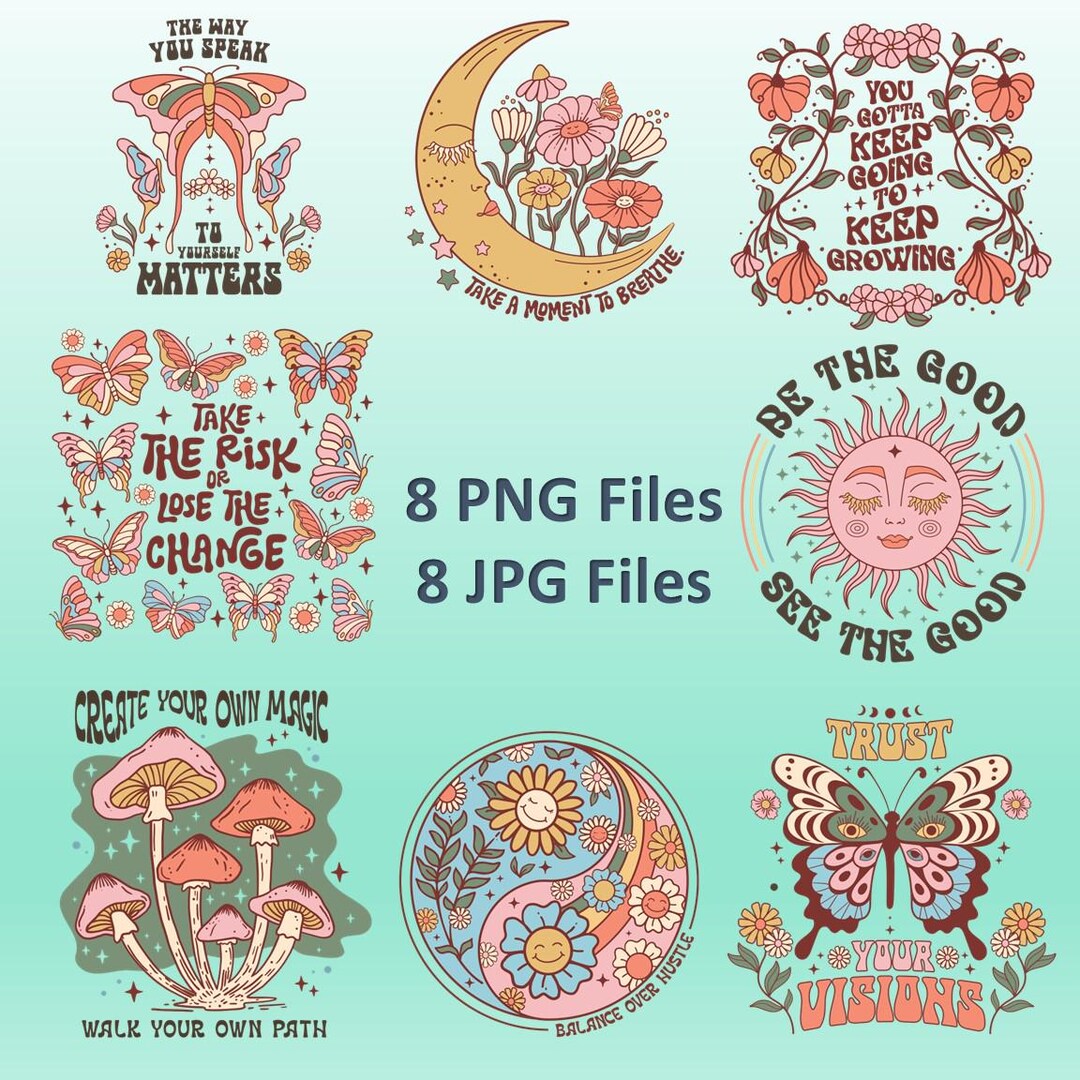 Retro Groovy PNG & JPG Bundle, Super Cute Images, 92 Files Total - Etsy