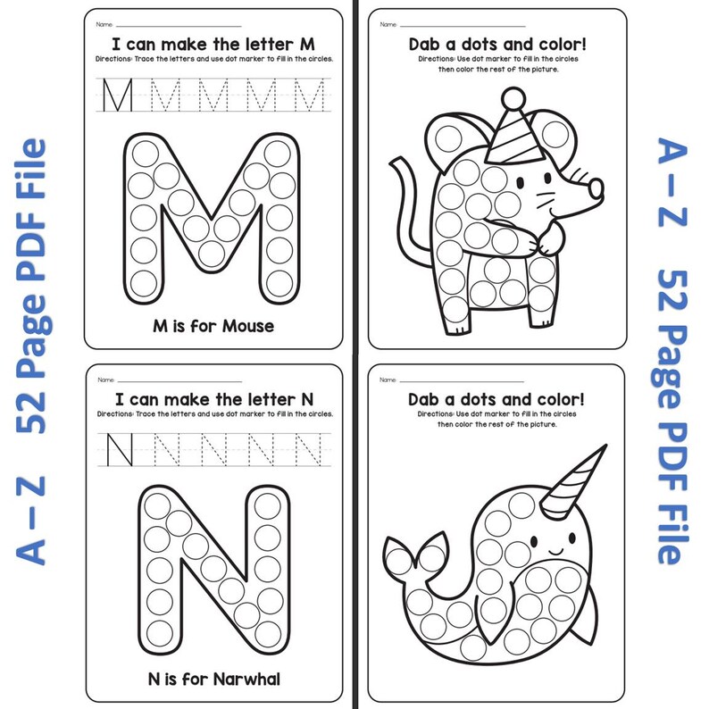 Animal Alphabet Dot Marker, A-Z Printable (PDF File) - Etsy UK