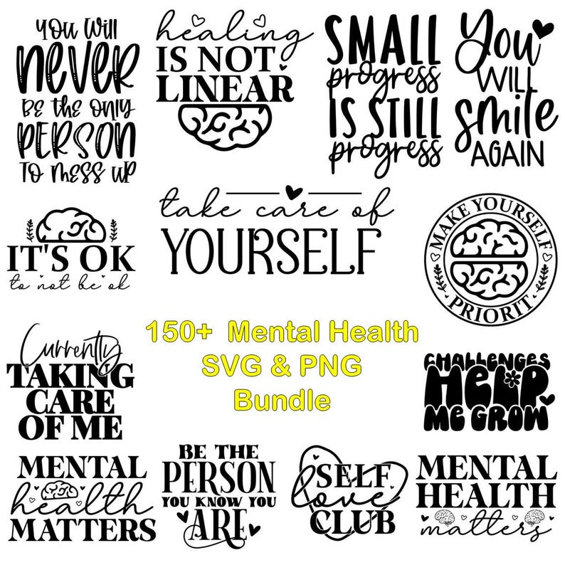 150+ Mental Health SVG & PNG Bundle - Etsy