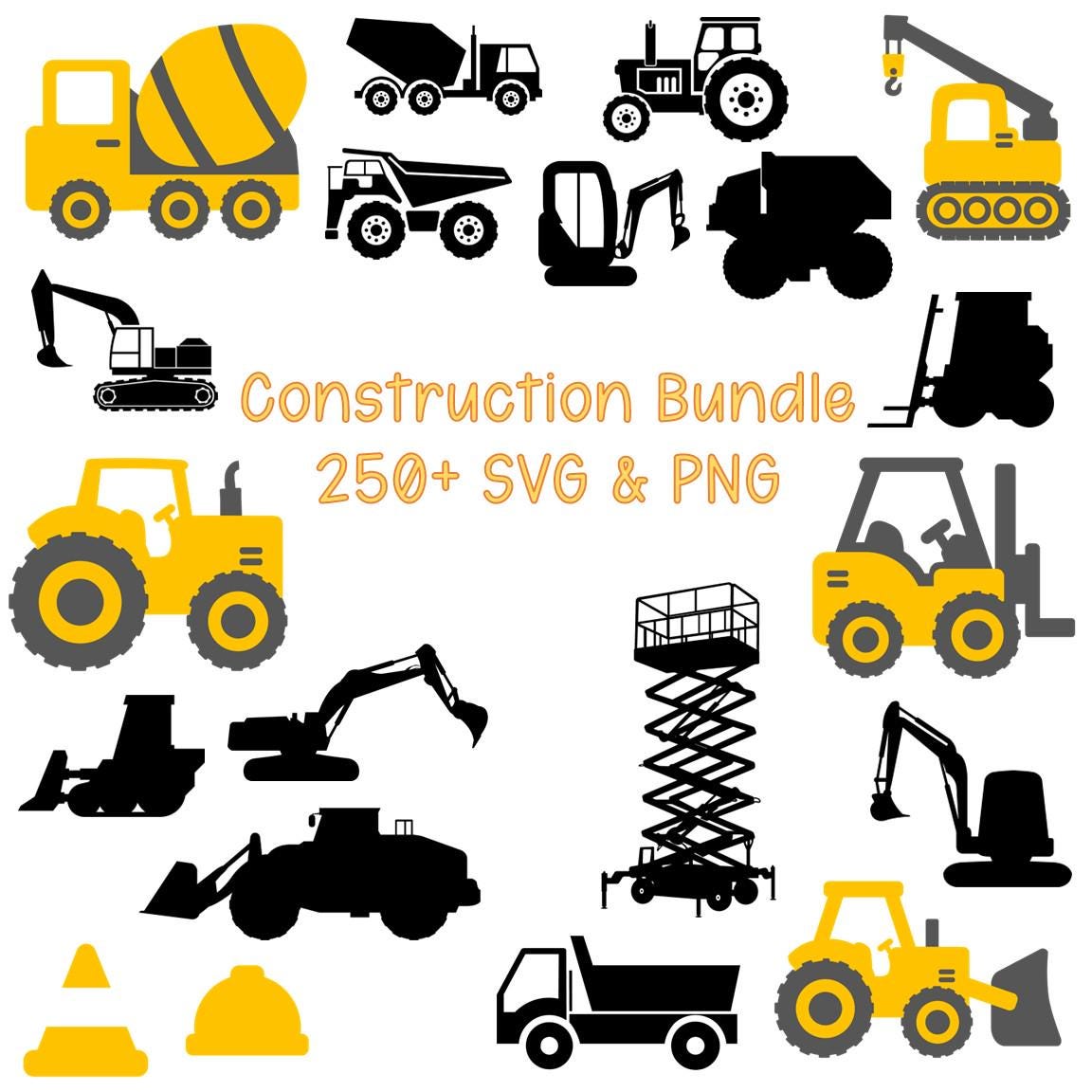 Construction Bundle 250+ SVG & PNG Files - Etsy