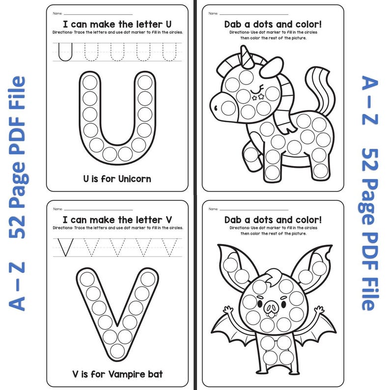 Animal Alphabet Dot Marker, A-Z Printable (PDF File) - Etsy UK