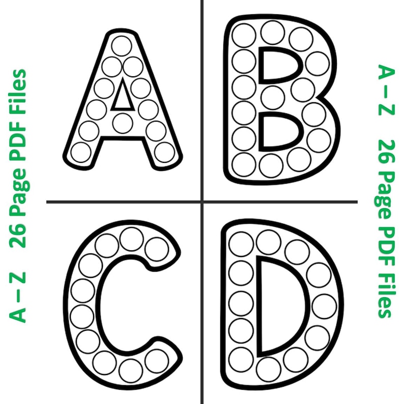 Alphabet, A - Z Dot Marker, 26 Page Printable PDF, Fun Education Tool ...