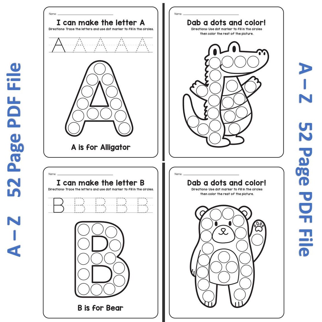 Animal Alphabet Dot Marker, A-Z Printable (PDF File) - Etsy UK