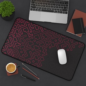 Gaming Desk Mat, Abstract Shapes Pattern Gradient Gamer Desk Mat, Mouse ...