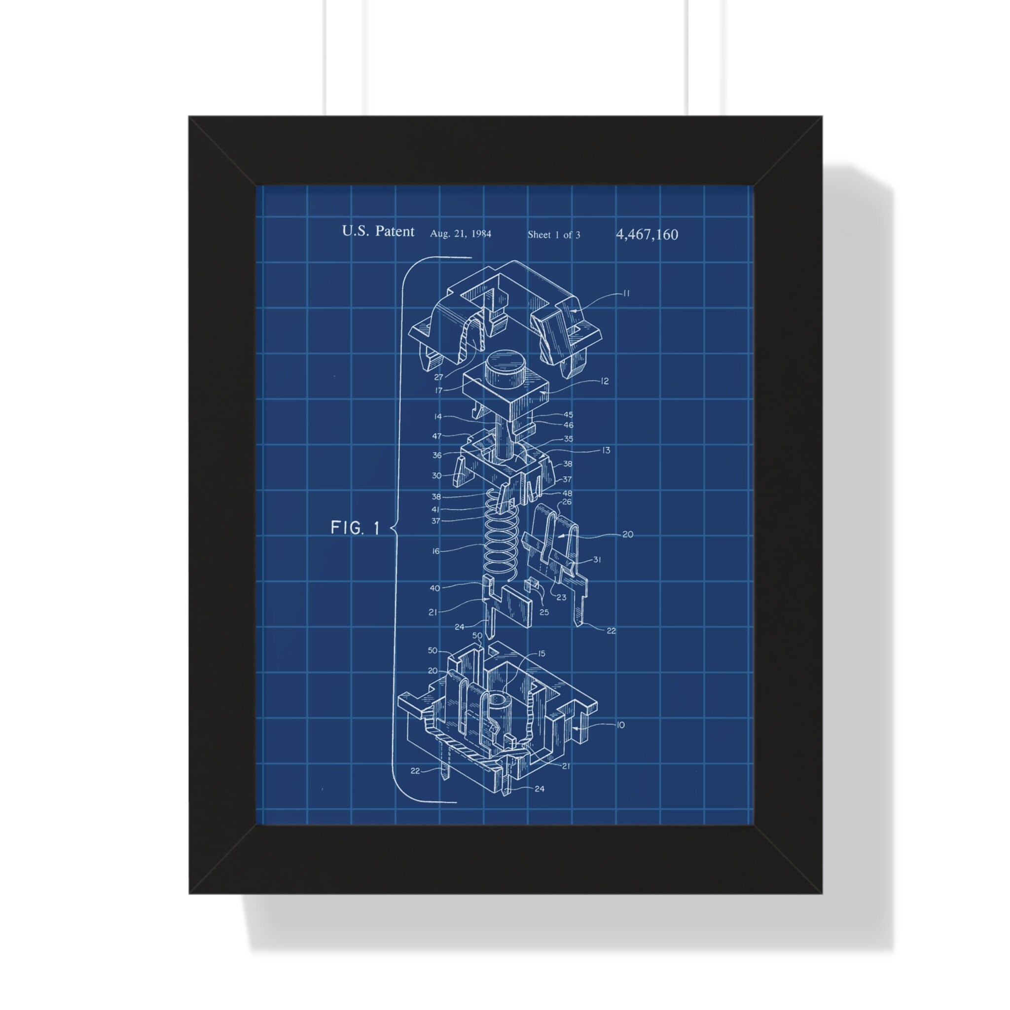 Mechanical Keyboard MX Switch Patent Framed Vertical Poster, Wall Art ...