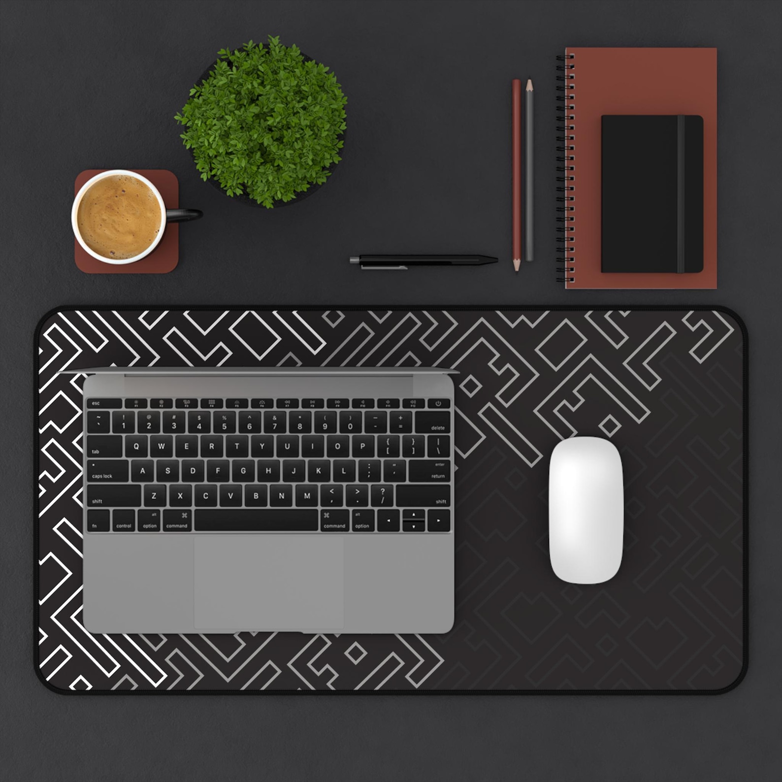 Gaming Desk Mat, Abstract Shapes Pattern Gradient Gamer Desk Mat, Mouse ...
