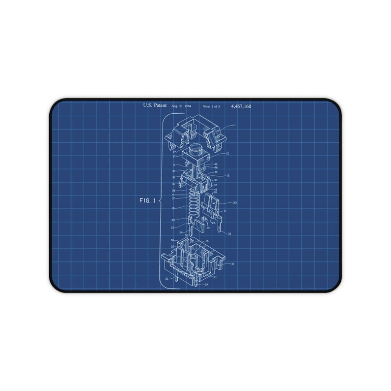 Desk Mat, Mechanical Keyboard Switch Patent Illustration Diagram ...