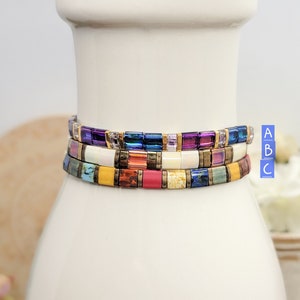 Colorful Glass Tile Beaded Bracelet,tila Tile Bracelet,miyuki Bracelet ...