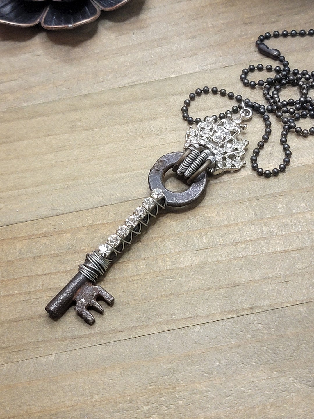 Vintage Glam Skeleton Key Assemblage Necklace OOAK, Rustic Old Key ...