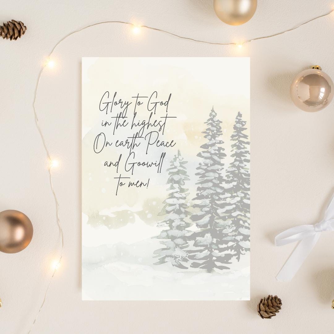 Religious Christmas Cards Pack of 5 Religious Holiday Card Set Glory to ...