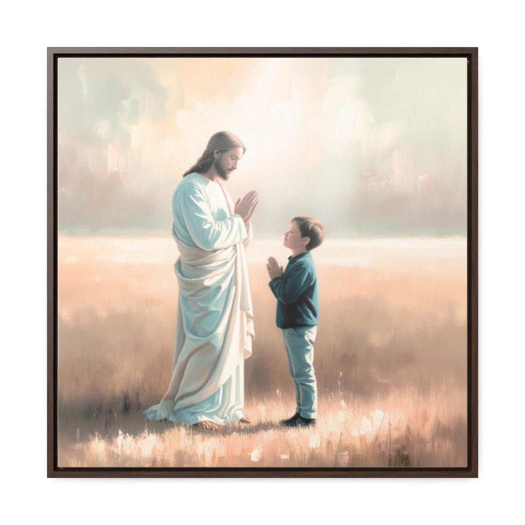 Jesus Praying With Little Boy Jesus Wall Art Christian Wall Art Soft ...