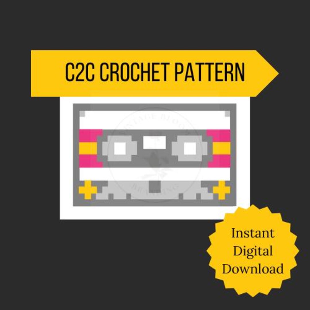 C2C Crochet Digital Pattern Cassette Tape Crochet Pattern, Retro ...