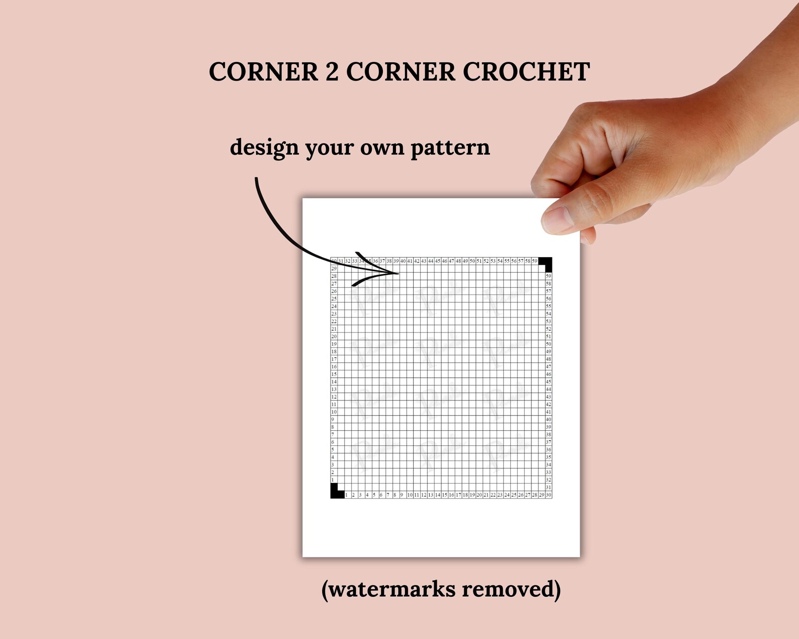 Blank C2C Graph for C2C Crochet Pattern C2C Mini Beginner Crochet C2C Blanket Pattern Tool ...