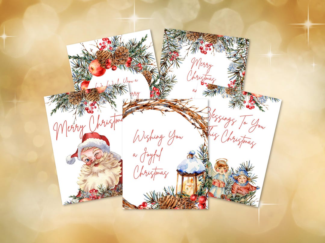 Classic Christmas Card Bundle Printable Christmas Gift Gift for Friends ...