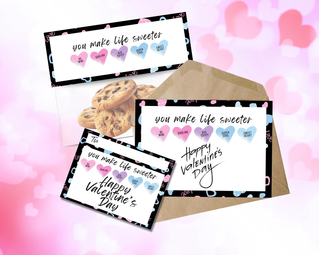 Candy Heart Printable Valentine's Day Gift Bundle, Treat Bag Topper ...