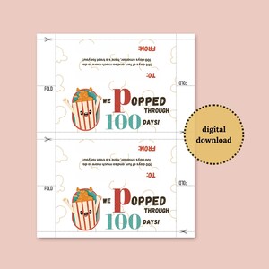 100th Day of School Popcorn Sandwich Bag Topper, 100 Days Brighter ...