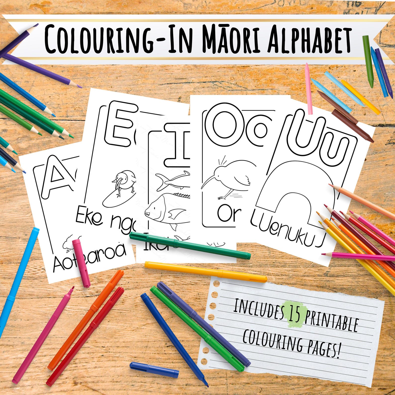 Colouring in Māori Alphabet - Digital Print 15 Letters - Etsy
