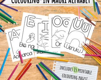Colouring in Māori Alphabet - Digital Print 15 Letters - Etsy