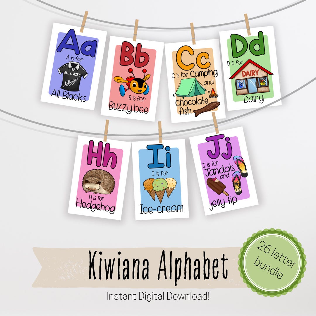 Kiwiana Alphabet | Digital Print | NZ Wall Art | Alphabet Poster ...