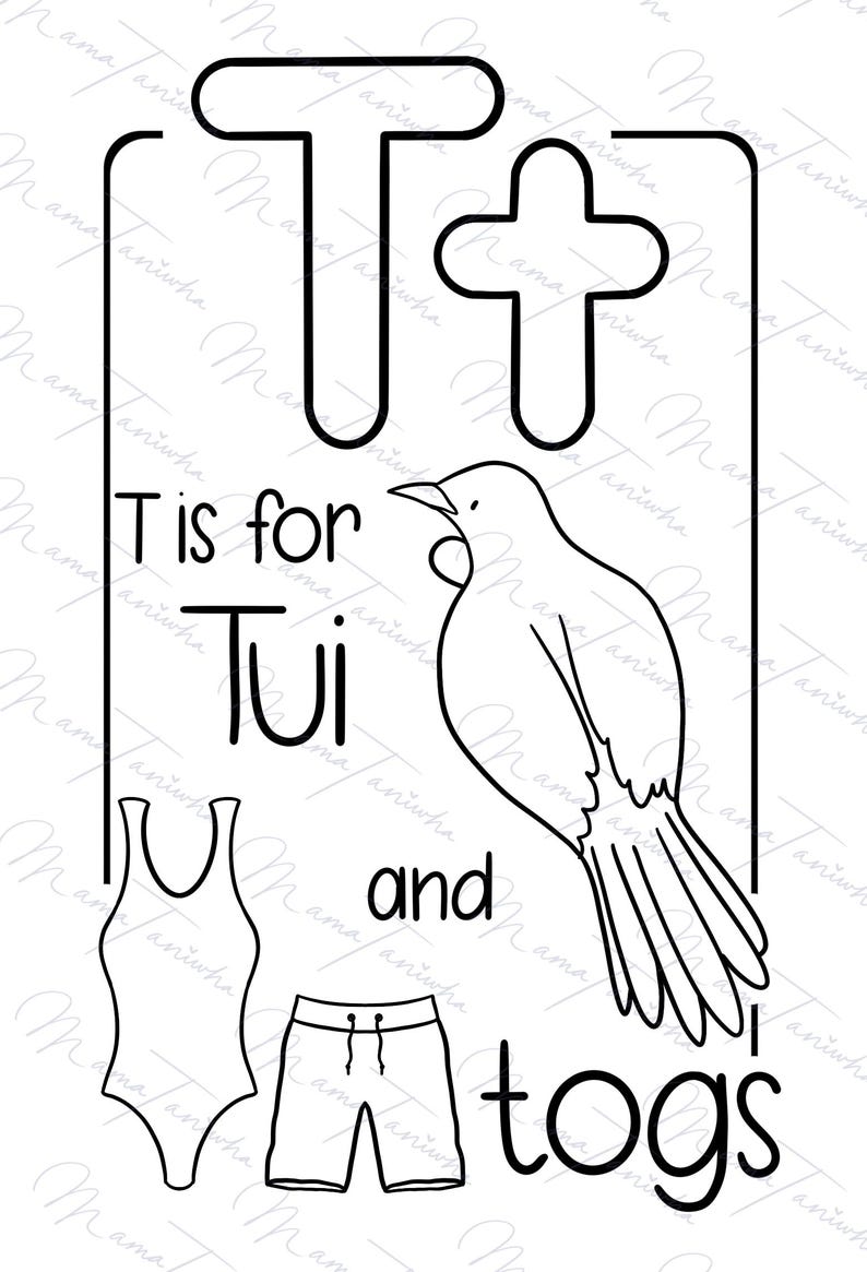 Colouring in Kiwiana Alphabet - Digital Print 26 Pages - Etsy