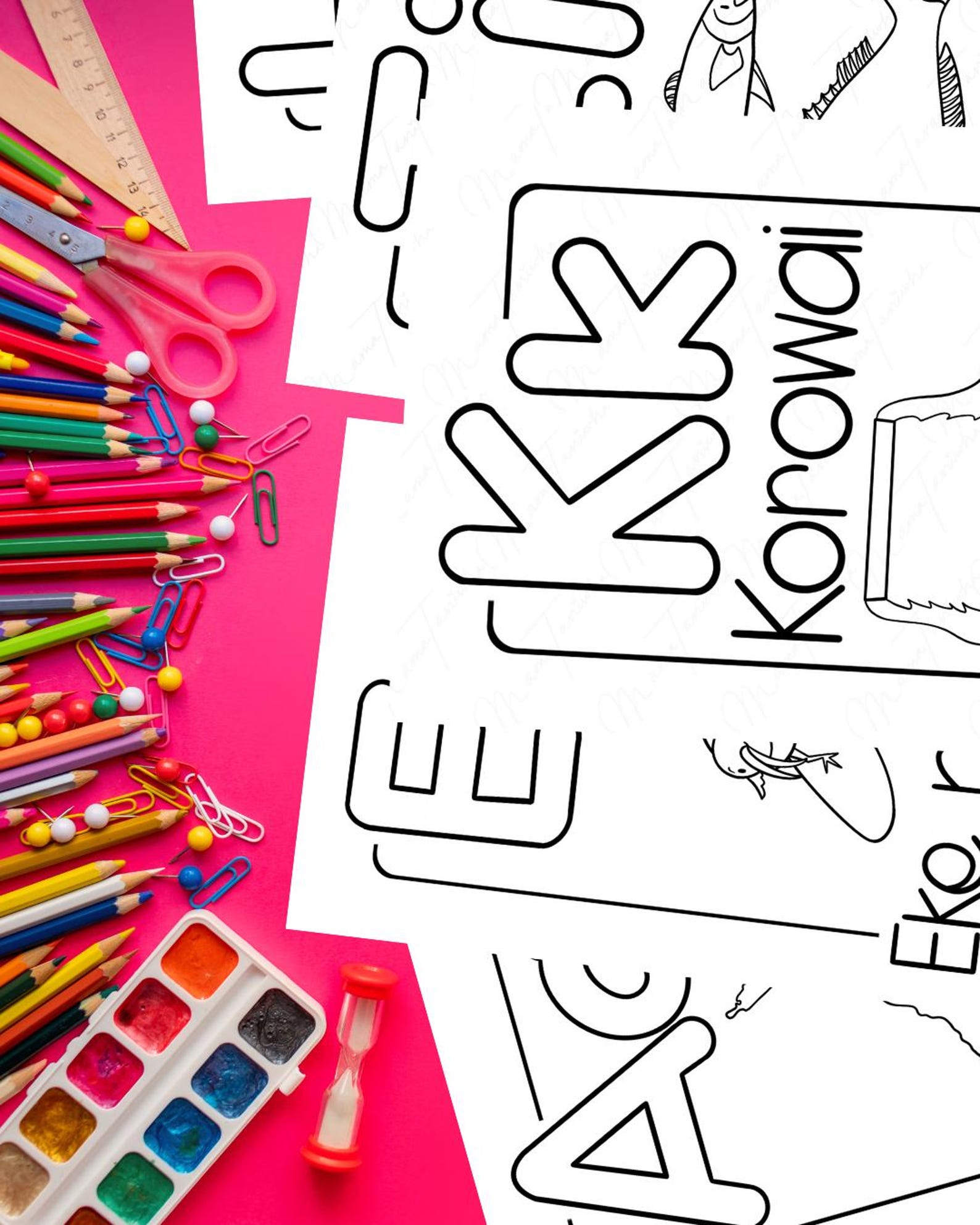 Colouring in Māori Alphabet - Digital Print 15 Letters - Etsy