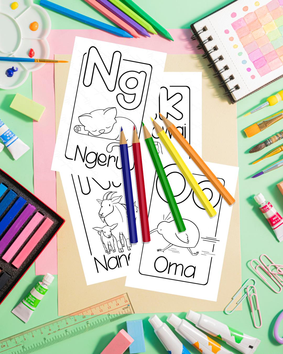 Colouring in Māori Alphabet - Digital Print 15 Letters - Etsy