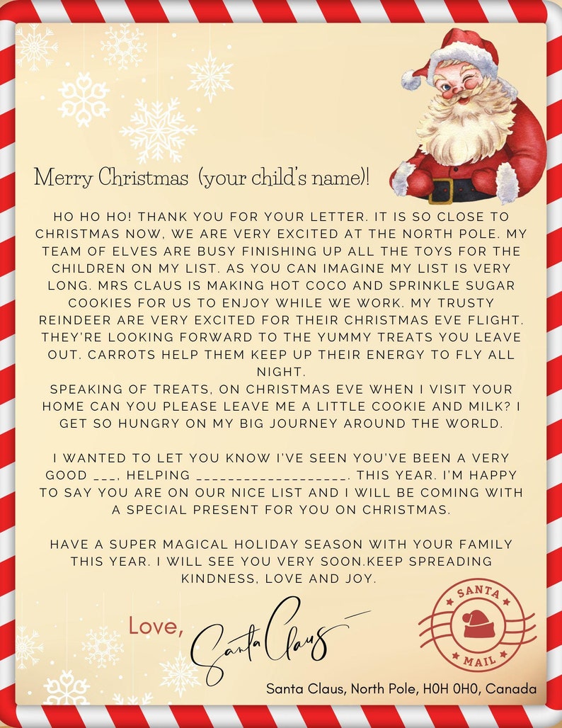 Santa Letter, Nice List Certificate, Custom Santa Letter for Your Child ...
