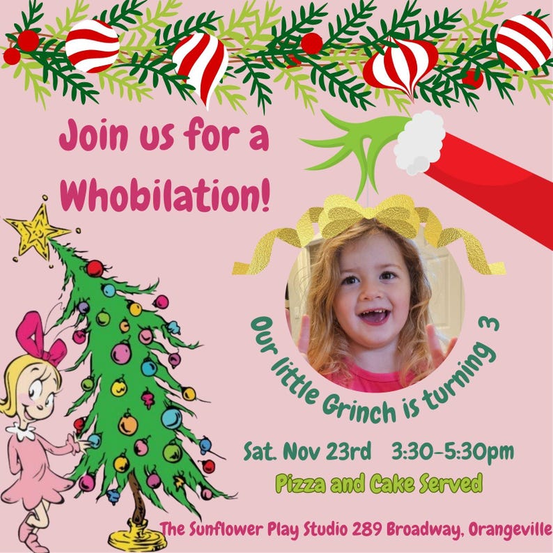 Grinch Birthday Invite - Etsy