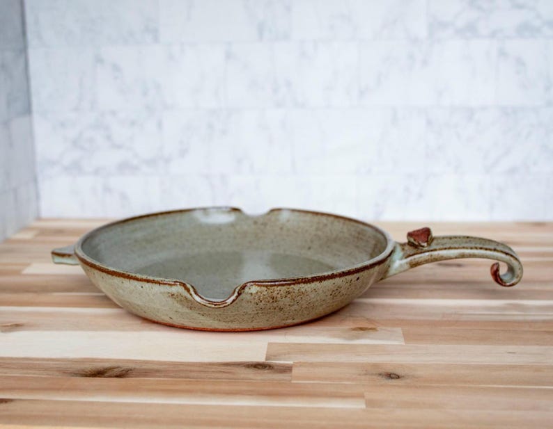 Handmade, Pottery Large Skillet in Flameware Clay - Etsy