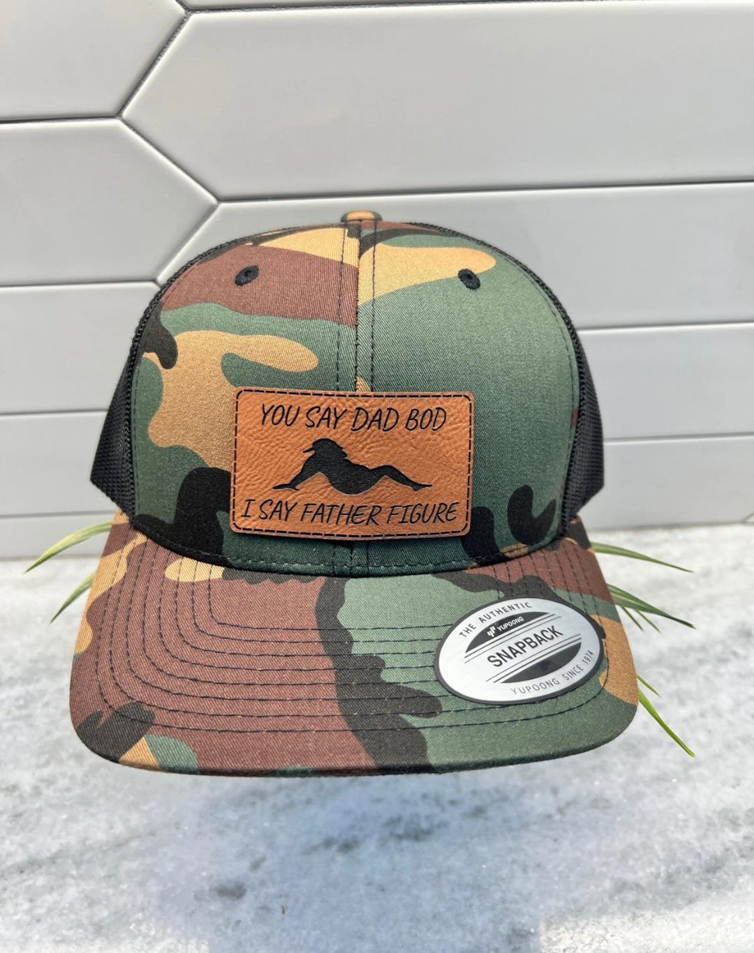 Dad Bod Leather Patch Hat, Father Figure Leather Patch Hat, Trucker Hat ...