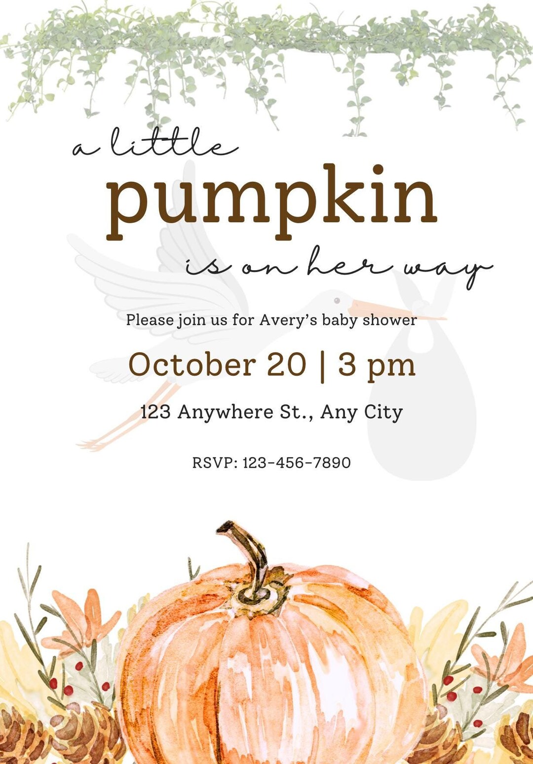 Editable Little Pumpkin Baby Shower Invite Instant Download Template - Etsy
