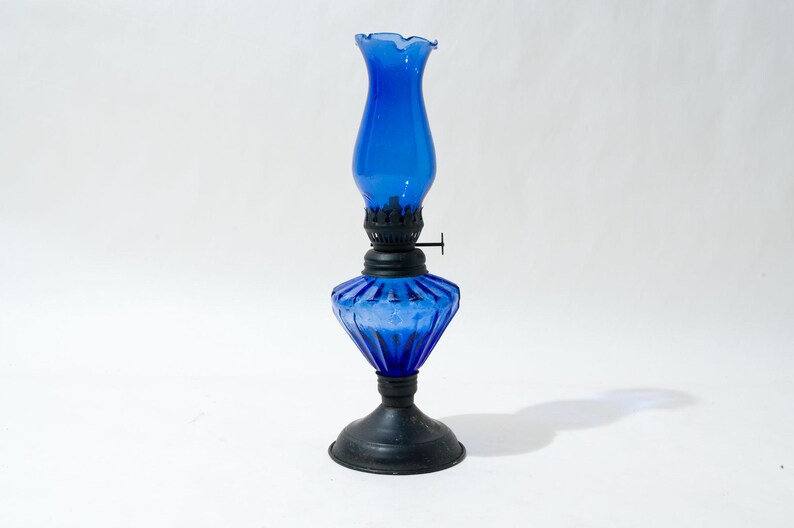 Cobalt Blue Glass Oil Lamp, 10, Vintage, Country, 1960s - Etsy