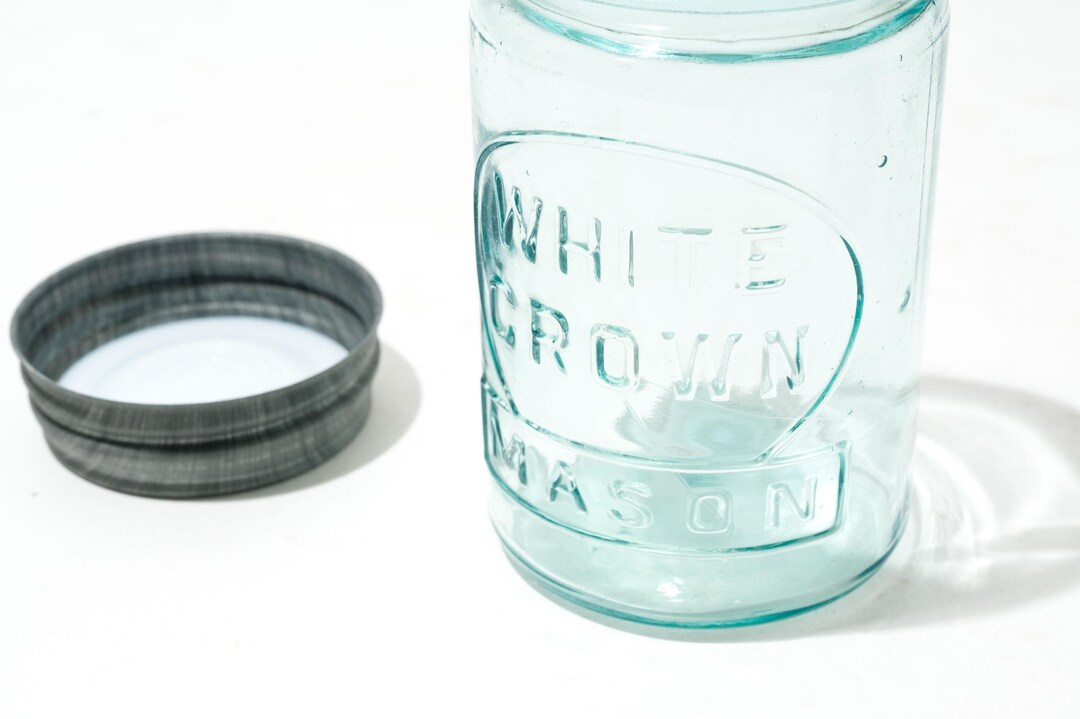 White Crown Mason Fruit Jar, Ball Ceramic Disc Lid, Canning, 1910s - Etsy