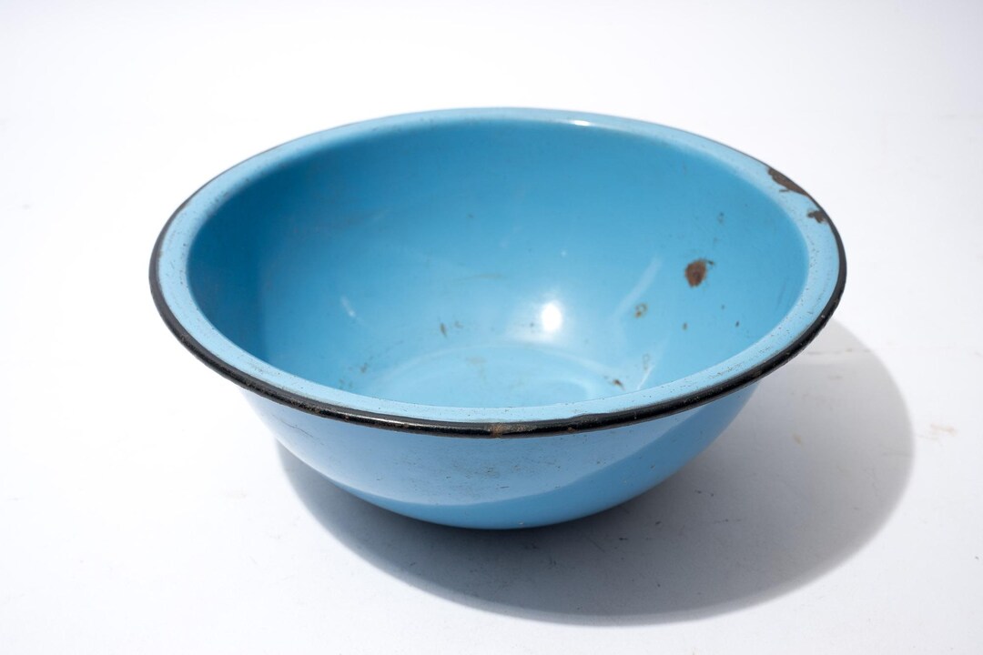 Blue Enamelware Basin Bowl, Vintage Antique Mixing Bowl, Country Decor ...