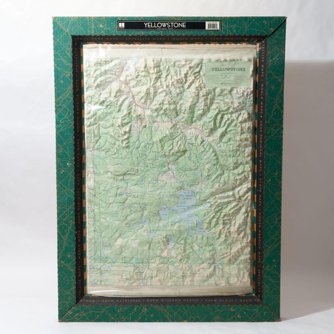 Retro Map of Yellowstone, Raised Relief, Hubbard Scientific, 1990s - Etsy