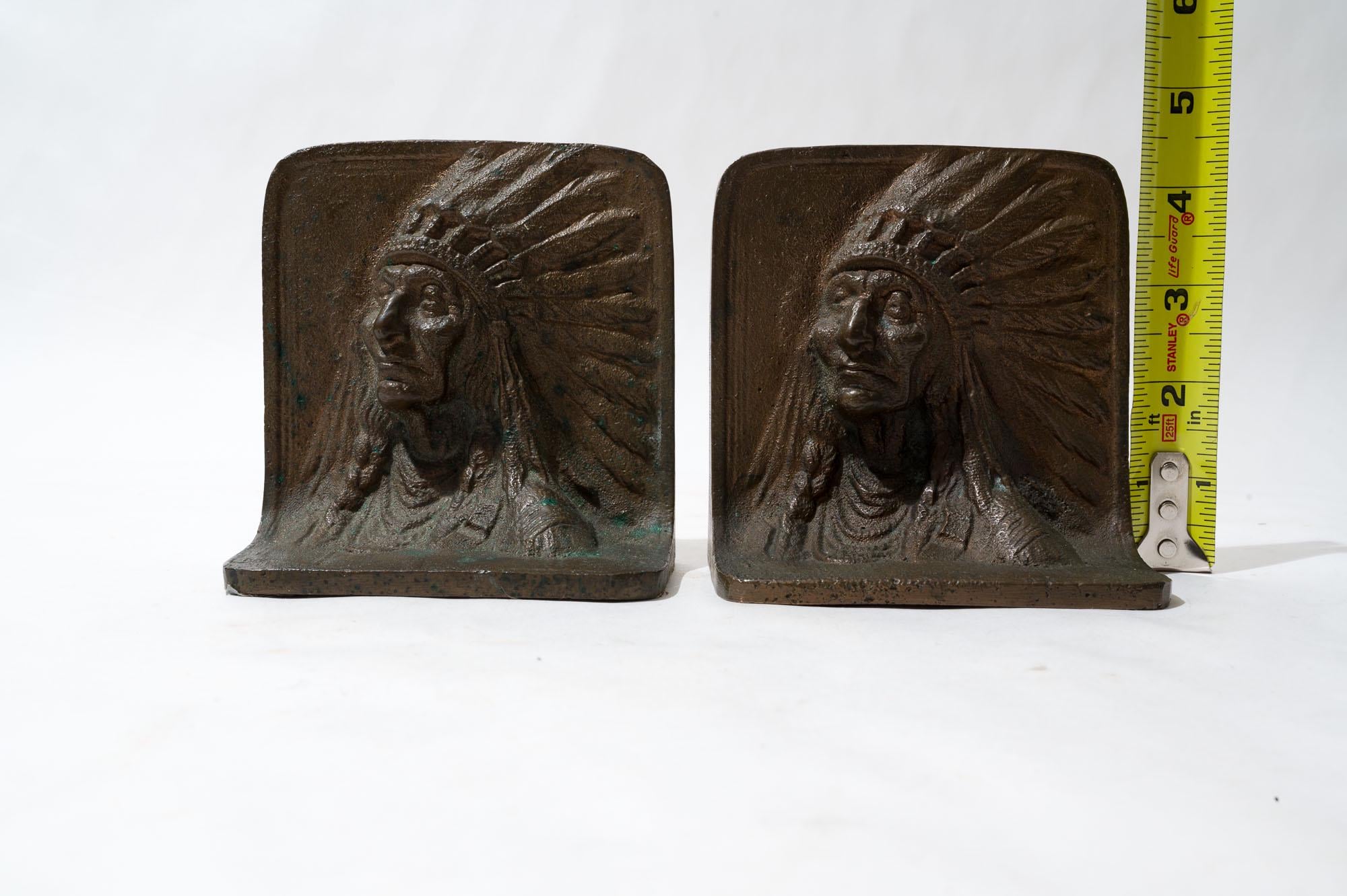 Vintage Indian Head Bookends, Indian Chief, Bronze - Etsy
