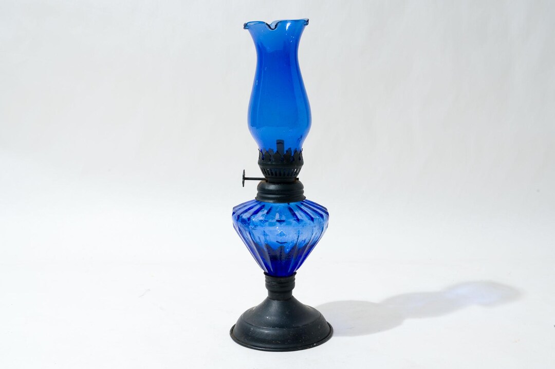 Cobalt Blue Glass Oil Lamp, 10, Vintage, Country, 1960s - Etsy