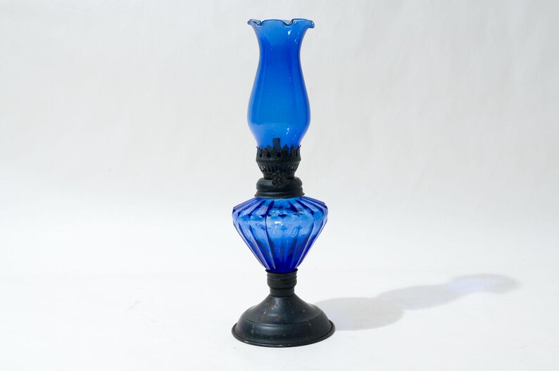 Cobalt Blue Glass Oil Lamp, 10, Vintage, Country, 1960s - Etsy