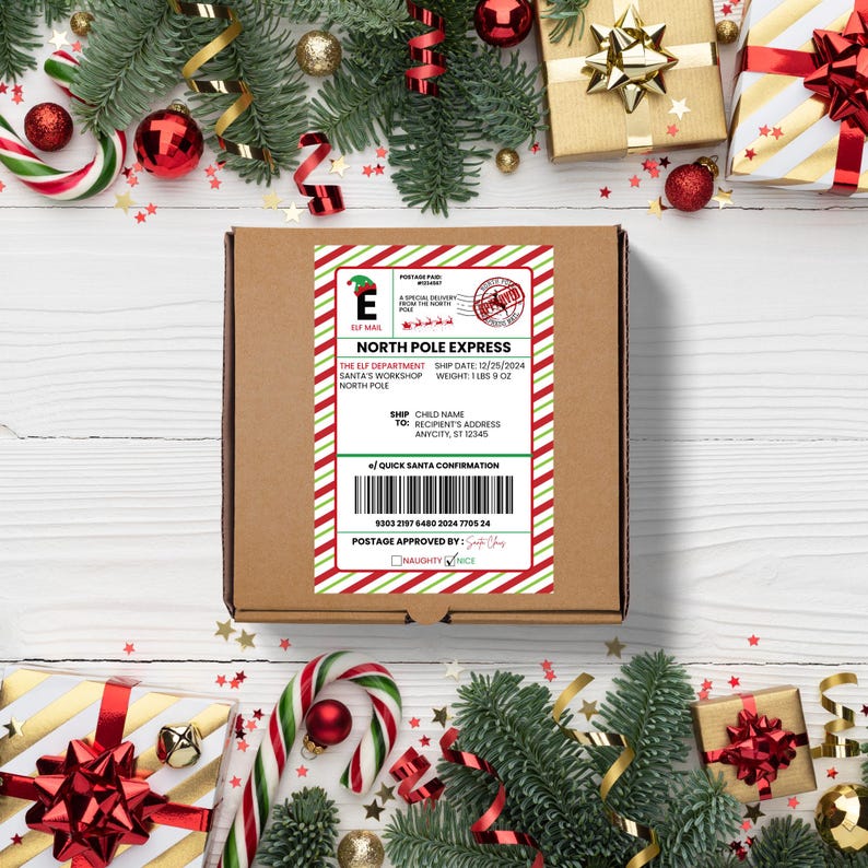 Custom Elf Shipping Label | Printable Christmas Elf Label | Editable ...