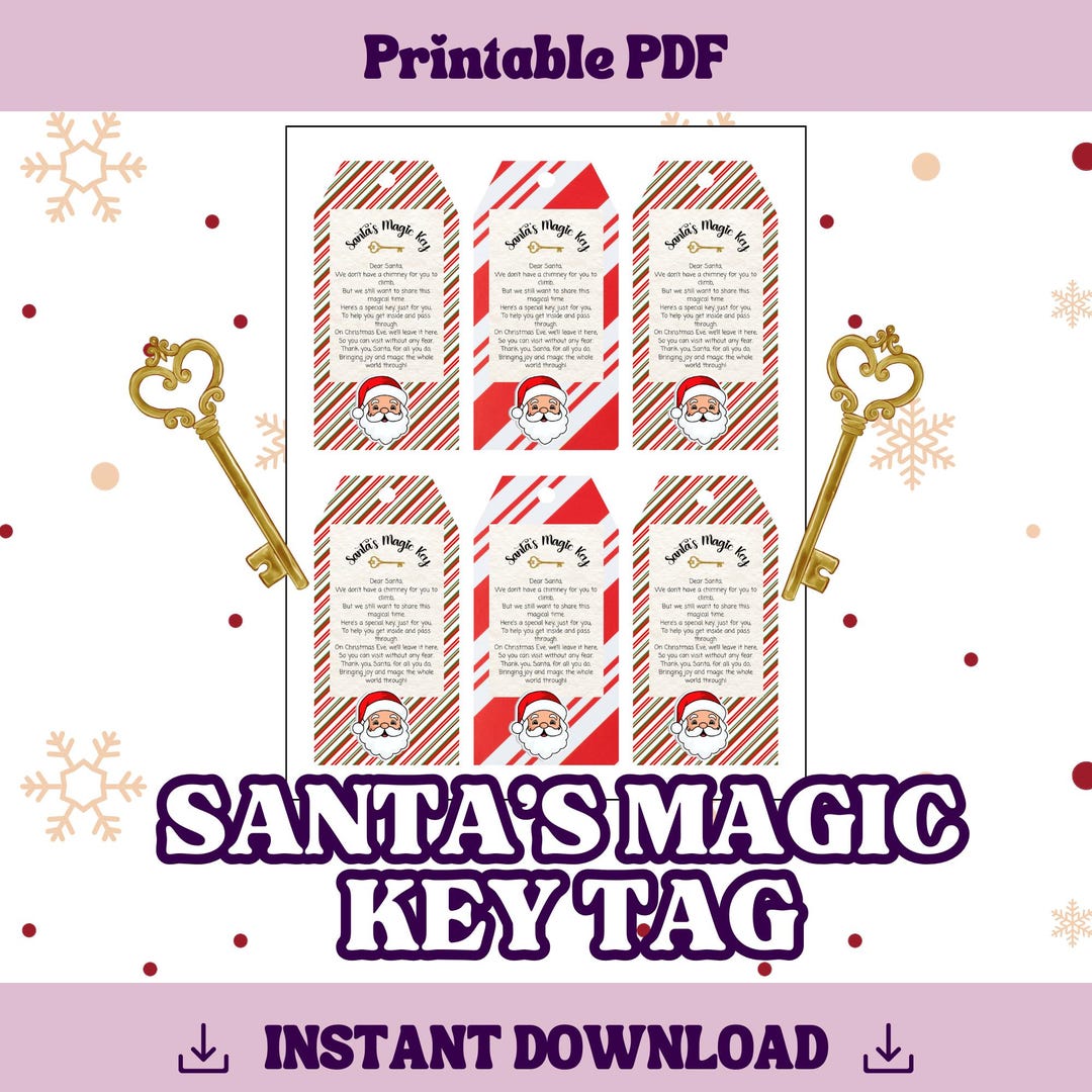 Santas Magic Key Tags, Santa Key Tags Printable, Magical Christmas Key ...