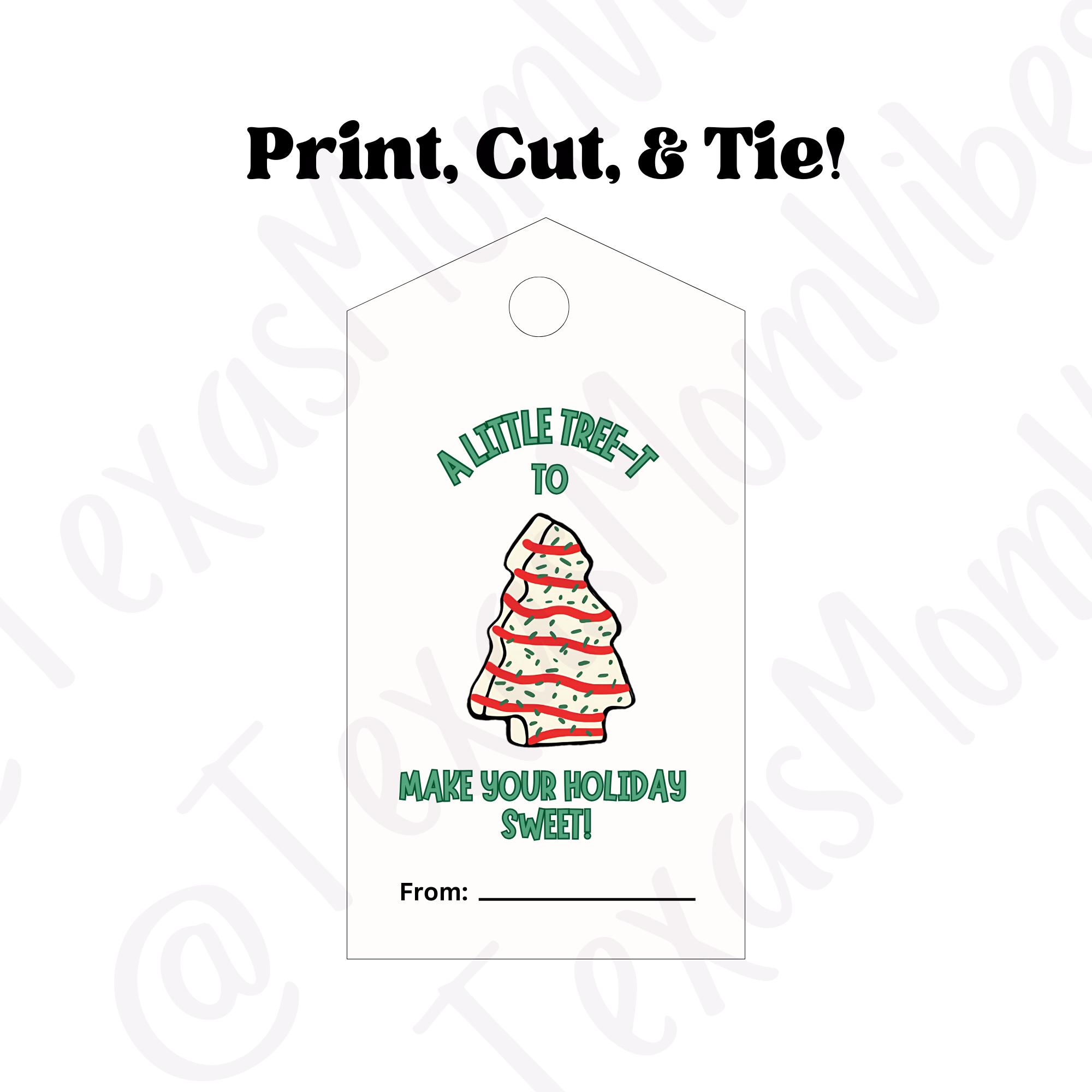 Christmas Tree Cake Gift Tags Printable PDF | Holiday Party Favor Tags ...