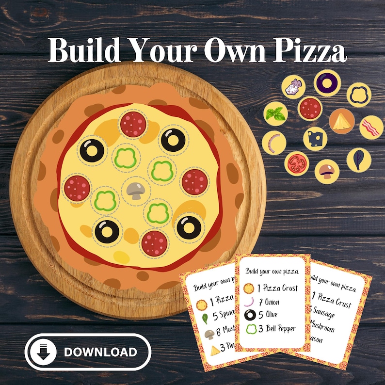 Build A Pizza, Pretend Play, Preschool Printable, Busy Book ...